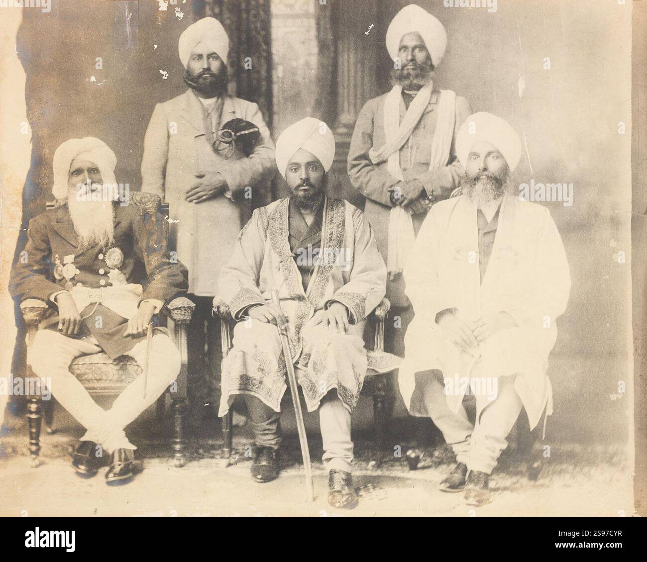 Group photograph of Hira Singh of Nabha State, his heir Ripudaman Singh ...