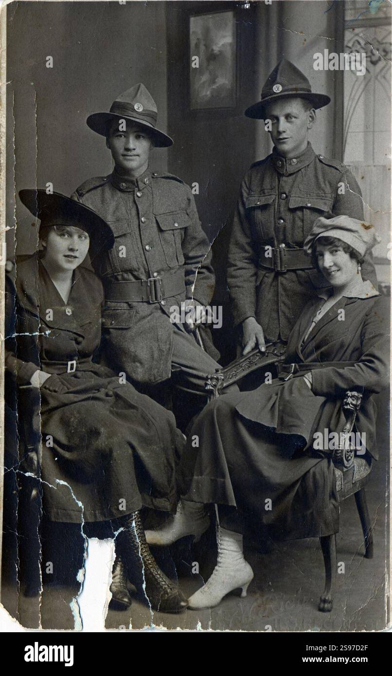 Group portrait including Victor Albert Sing (Singe) and Isobel Singe ...
