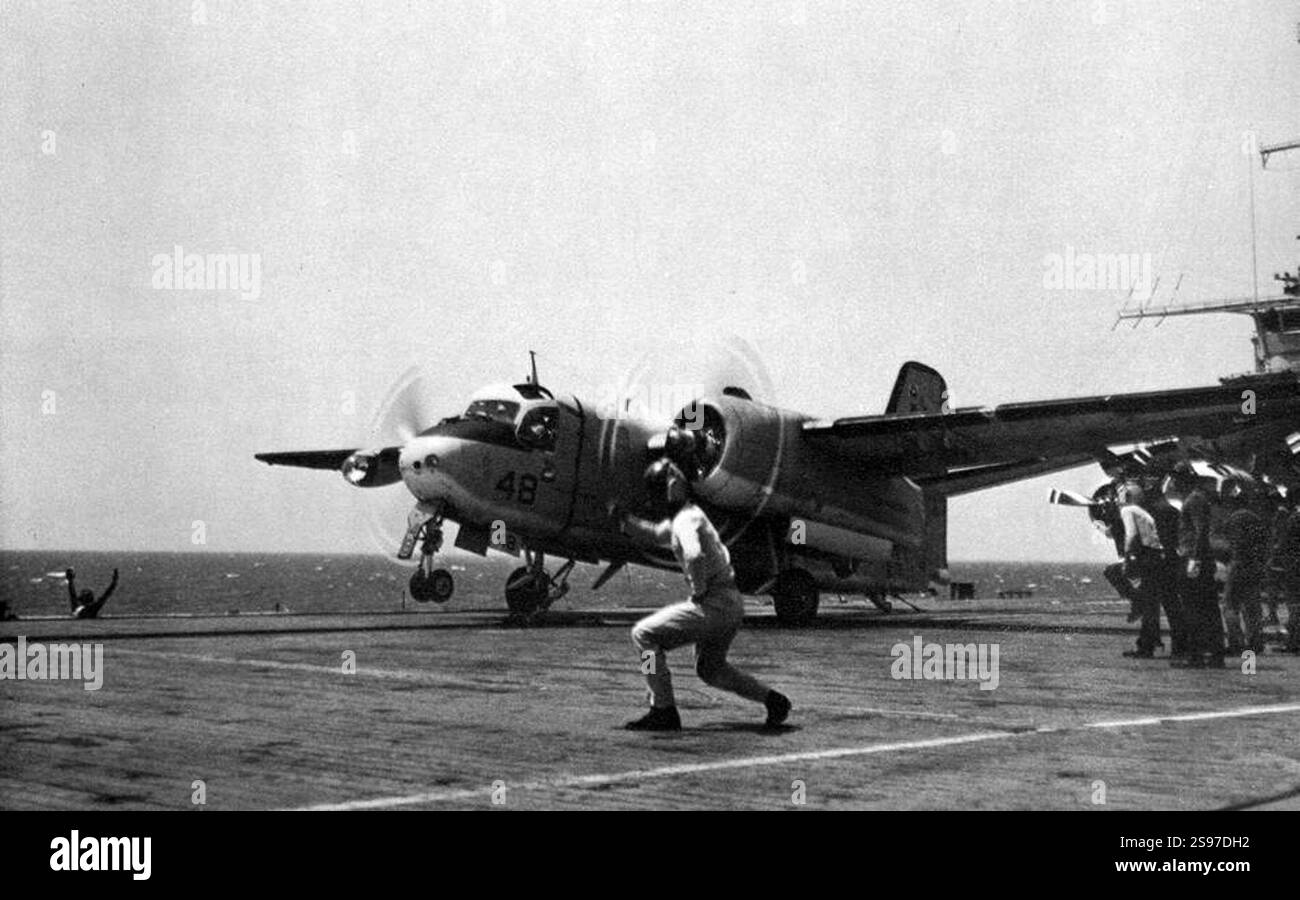 Grumman S-2D Tracker of VS-36 is launched from USS Randolph (CVS-15 ...