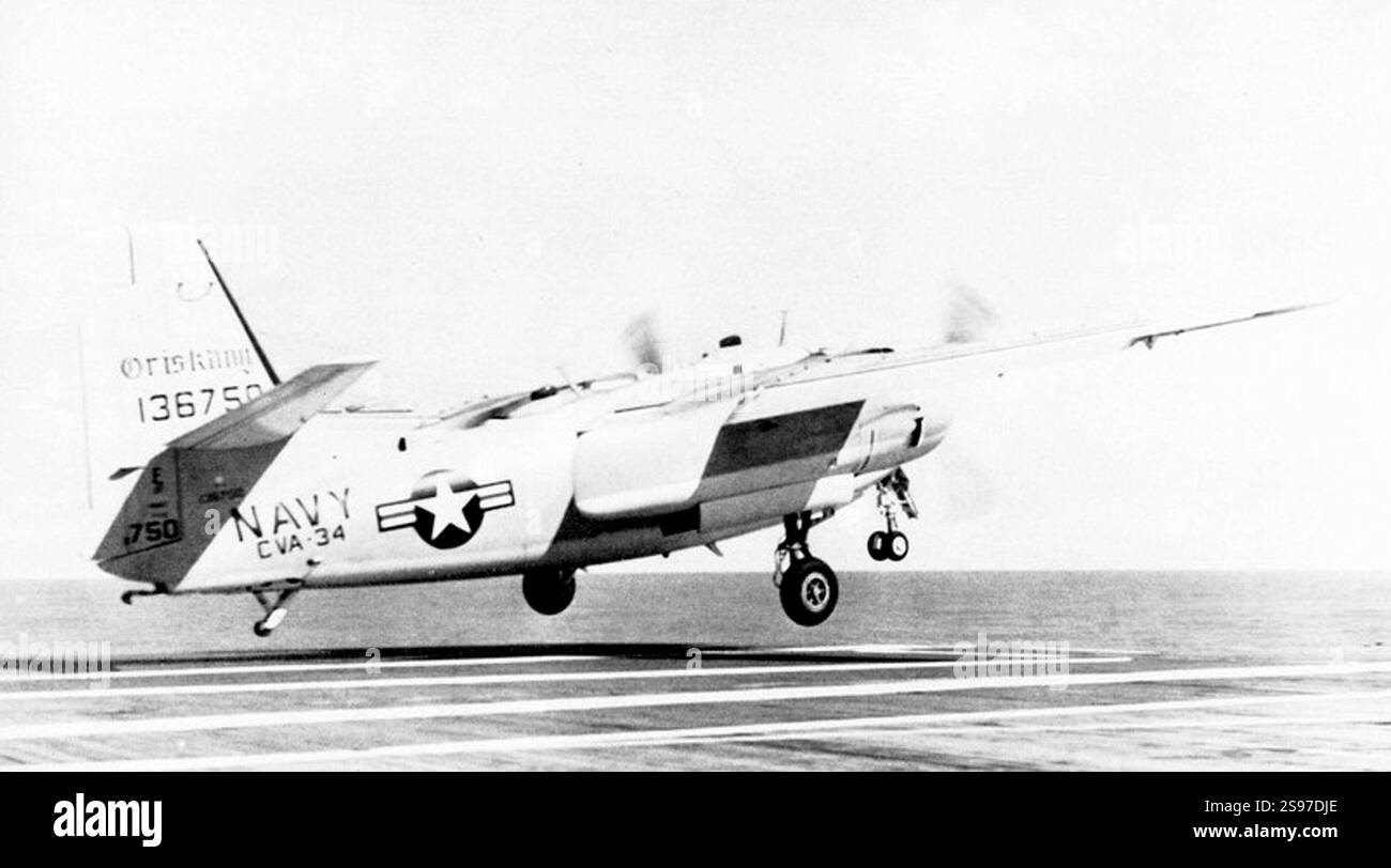 Grumman TF-1 Trader takes off USS Hornet (CVS-12) in the Western ...