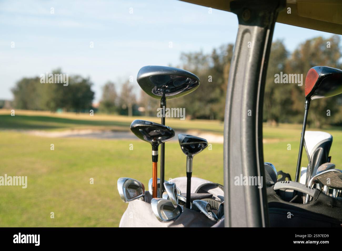 Different types of Golf clubs for different uses in a cart bag Stock ...