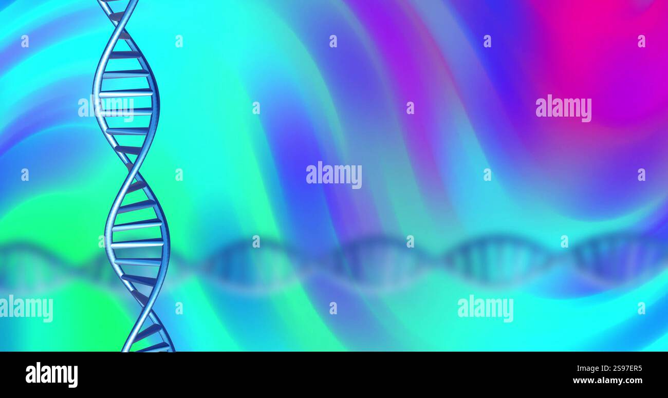 DNA strand image over colorful abstract background Stock Photo - Alamy