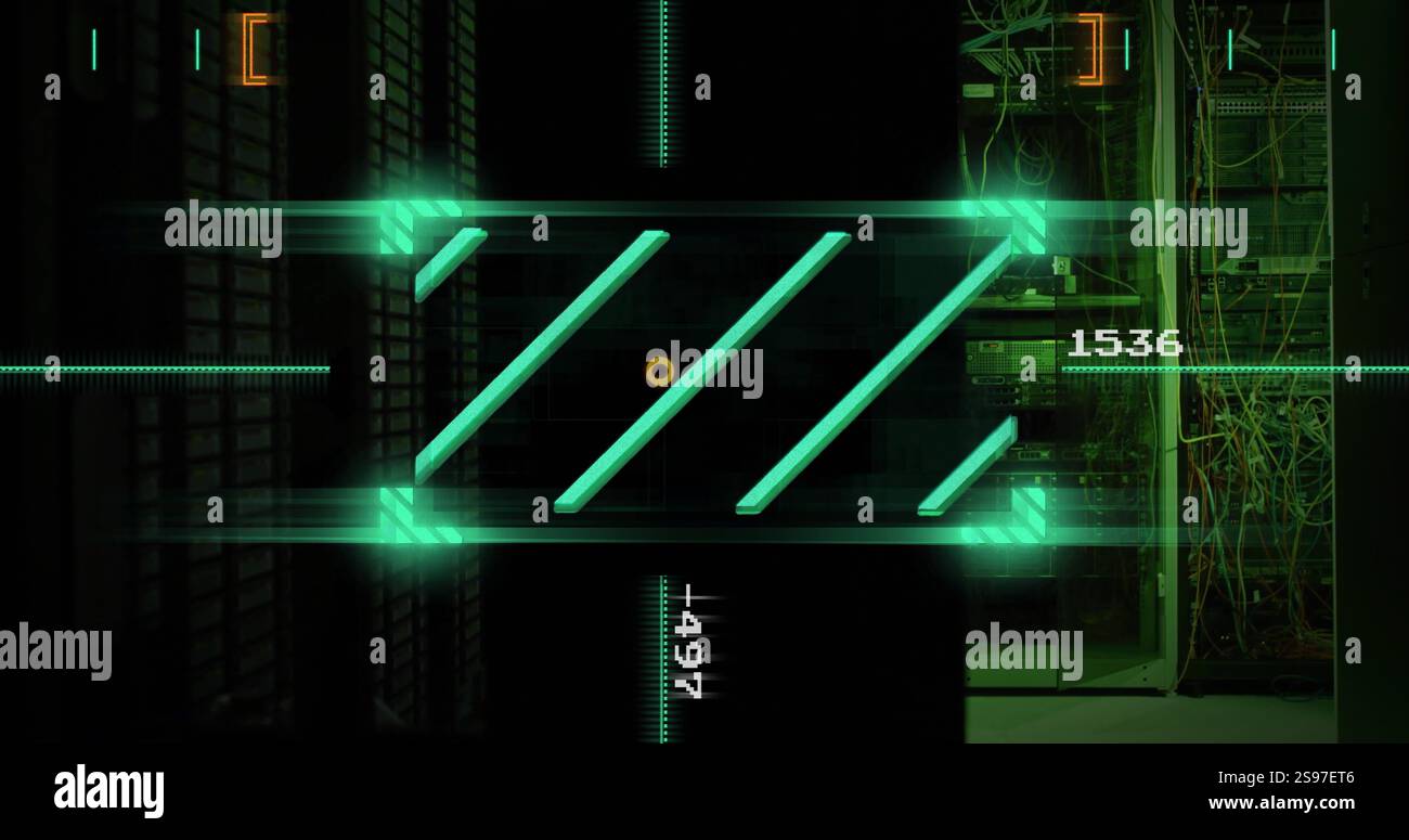 Green futuristic loading bar image over server room background Stock ...