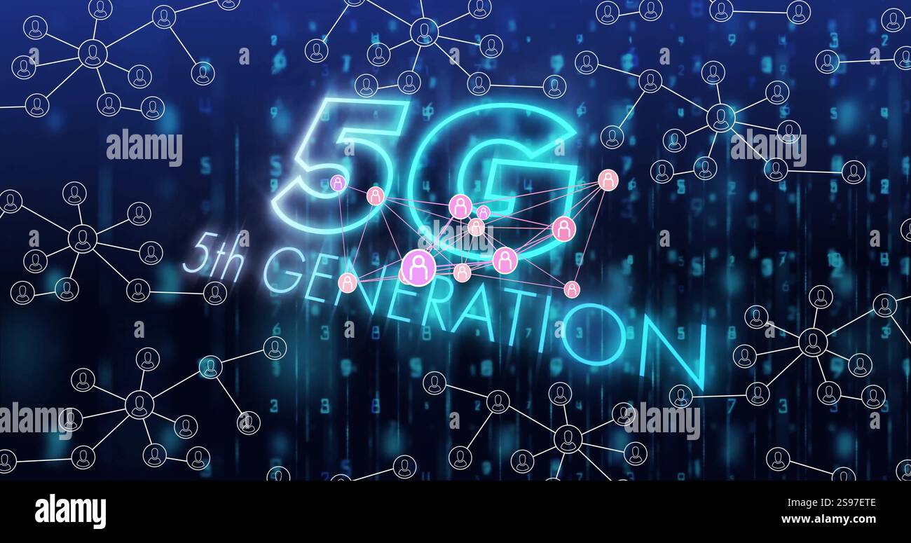 5G 5th generation network connections and data processing image over ...
