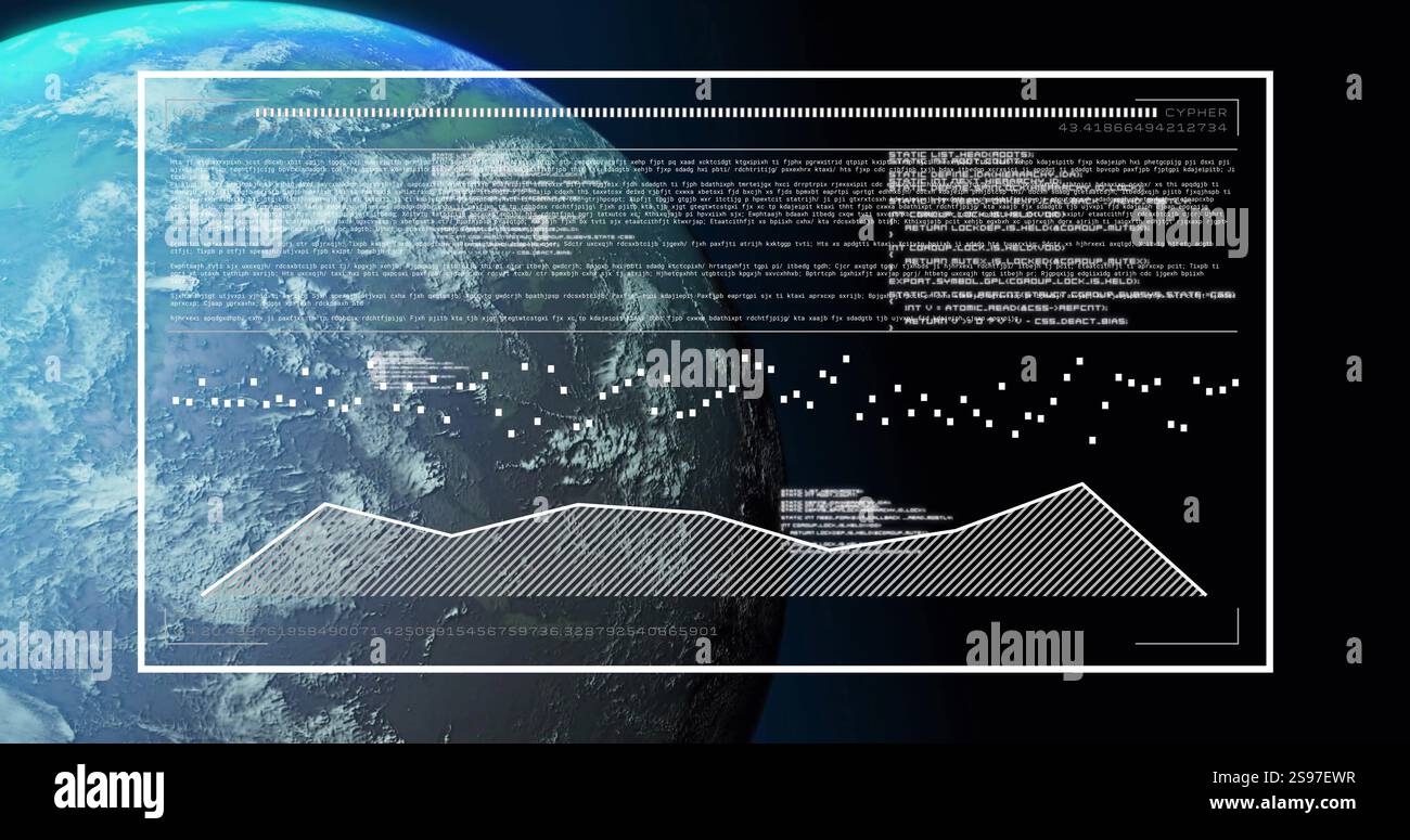 Digital data processing image over Earth from space Stock Photo - Alamy