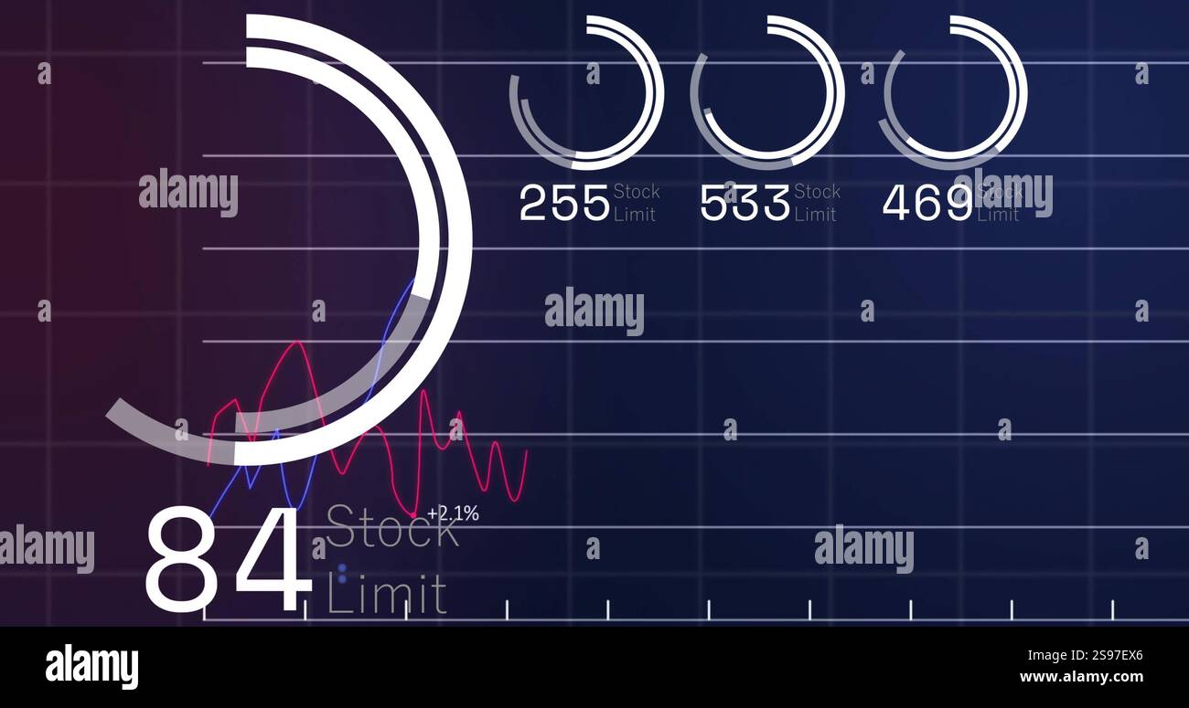 Stock market data and analytics image over financial graph background ...