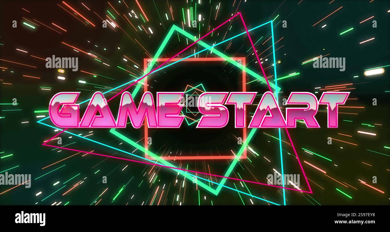 Image of game over text over neon pattern background Stock Photo - Alamy