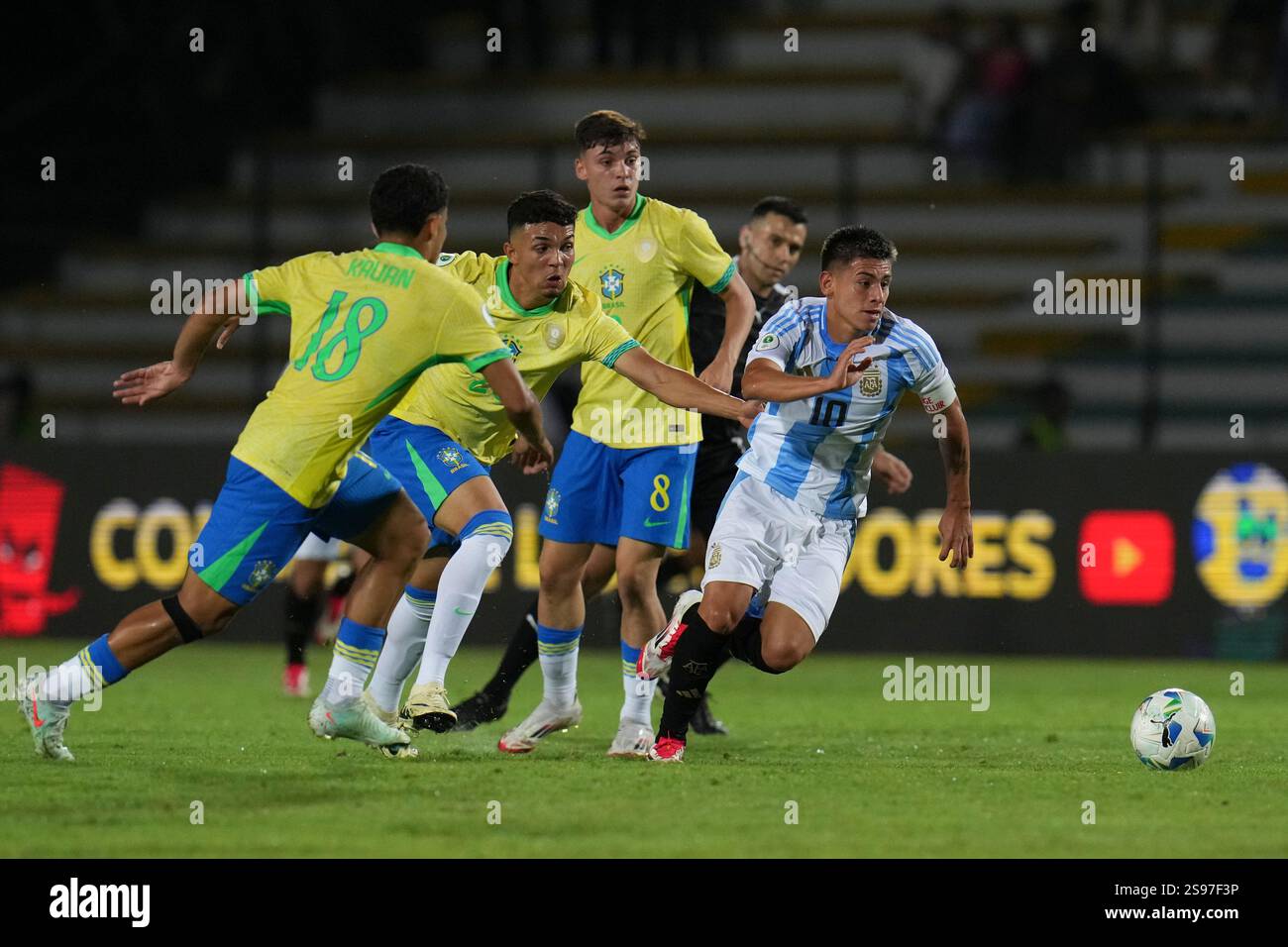 Argentina's Claudio Echeverri, right, chases the ball during a South ...