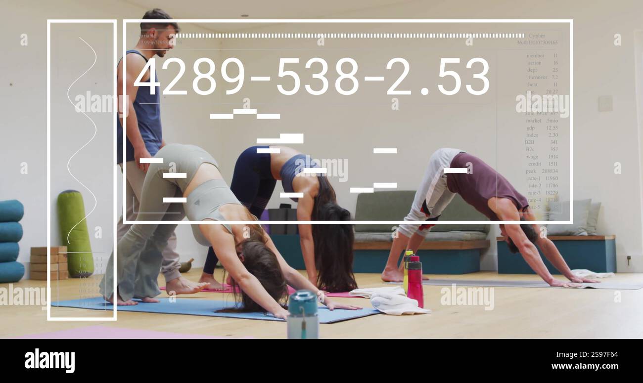 Image of data processing and diagrams over diverse sports people ...