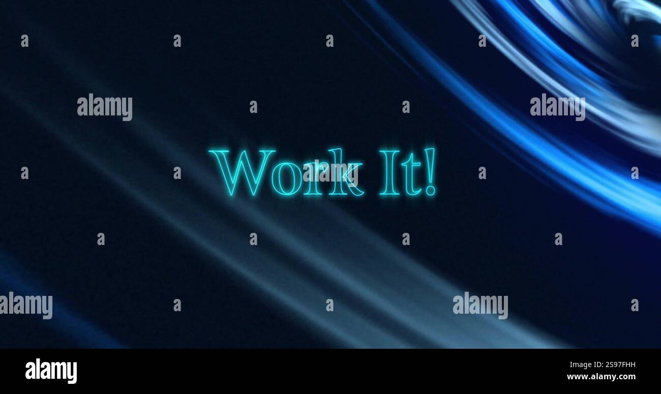 Image of work it text over light trails on black background Stock Photo ...