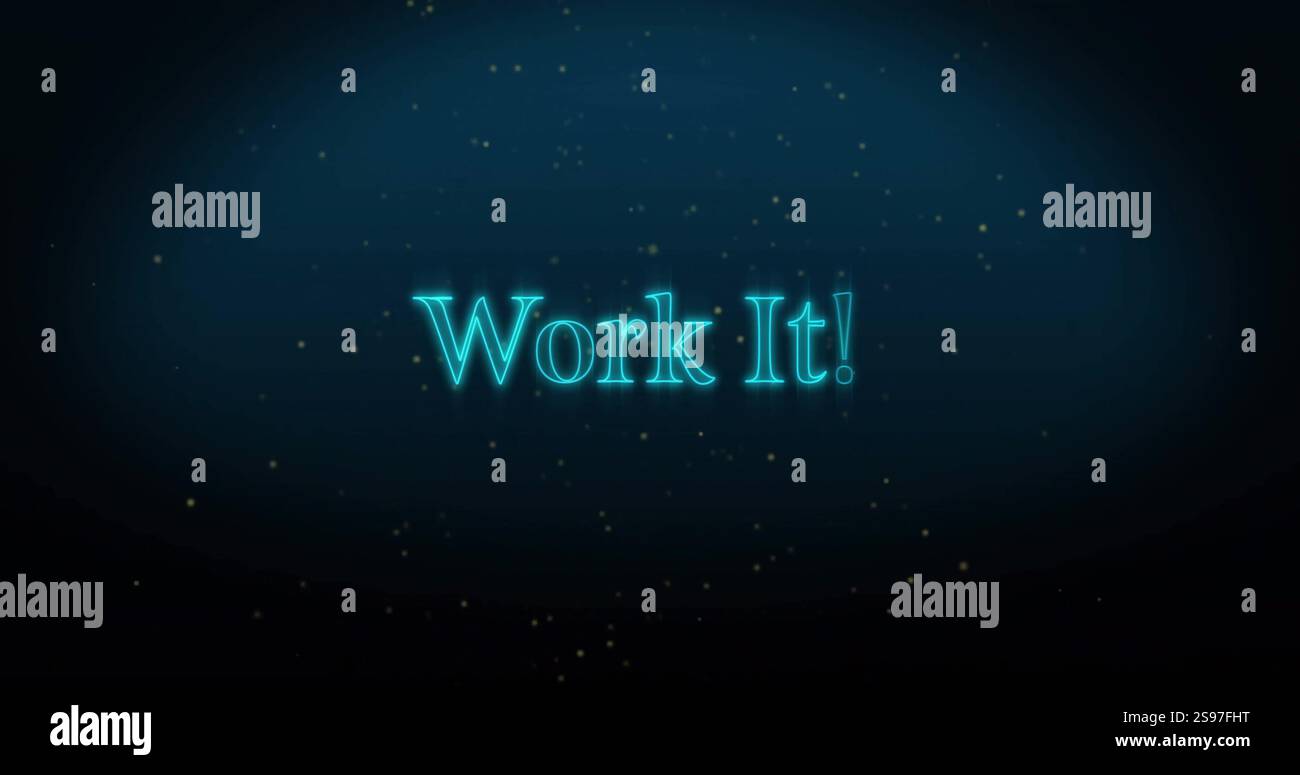 Image of work it text over light spots on black background ...