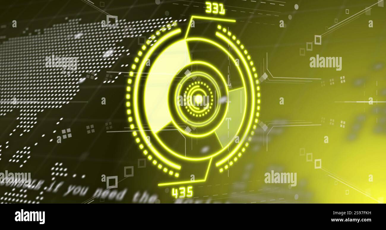 Digital circular interface with data points and numbers, futuristic ...