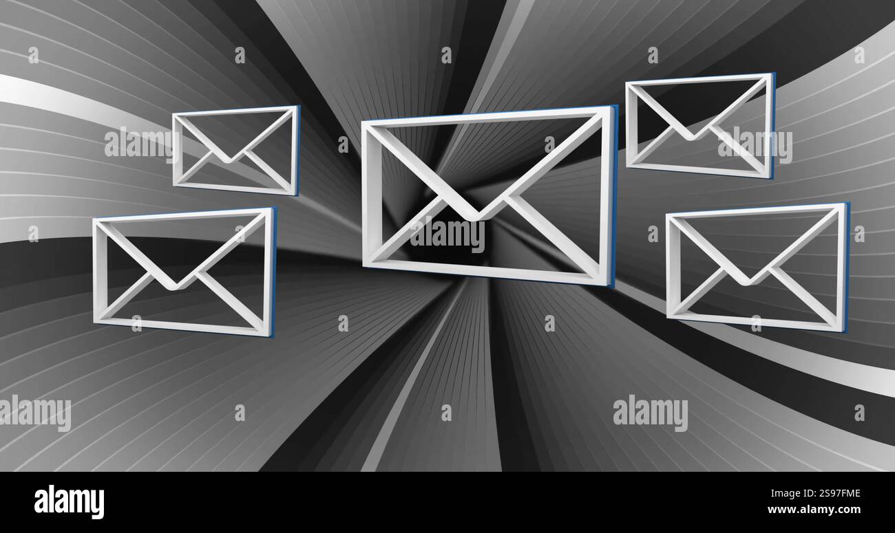 Image of digital email icons over grey patterned background Stock Photo ...