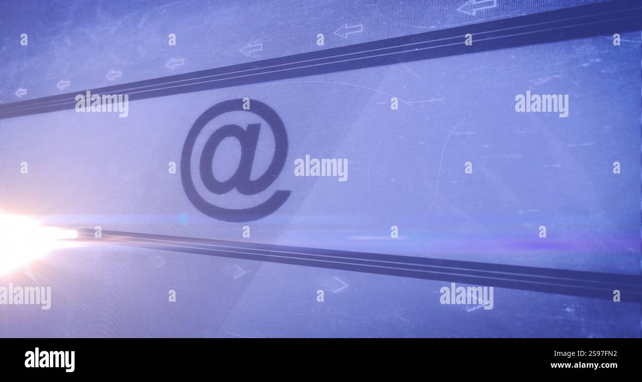 Email symbol and arrows image over blue digital background Stock Photo ...