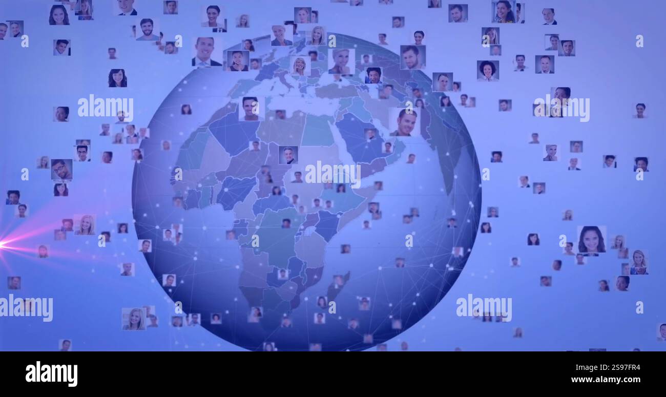 Global network of diverse professionals over rotating digital Earth ...