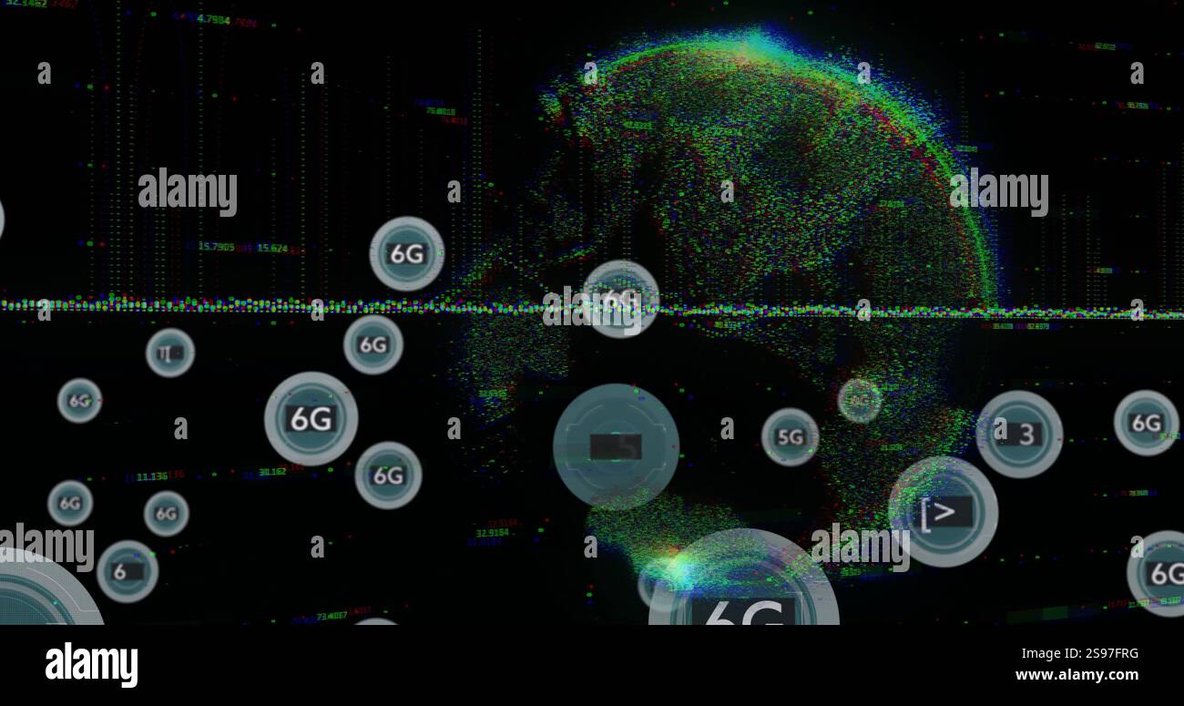 5g and 6g network bubbles over digital globe image Stock Photo - Alamy