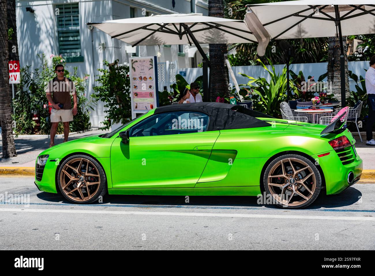 Miami Beach, Florida USA - June 5, 2024: 2014 Audi R8 green luxury car ...