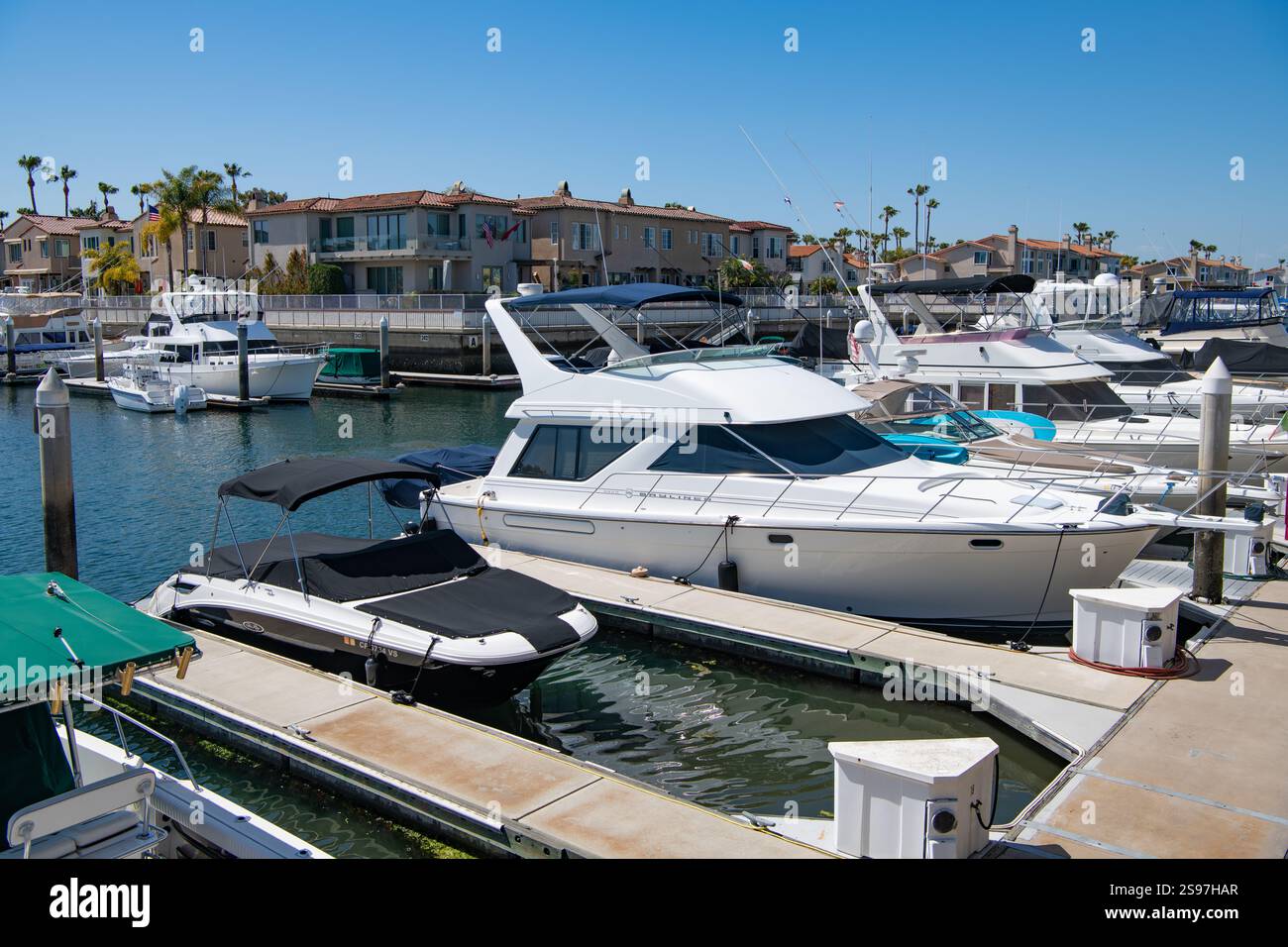 Long Beach, California, USA - March 26, 2023: Docked vessels. Boat trip ...