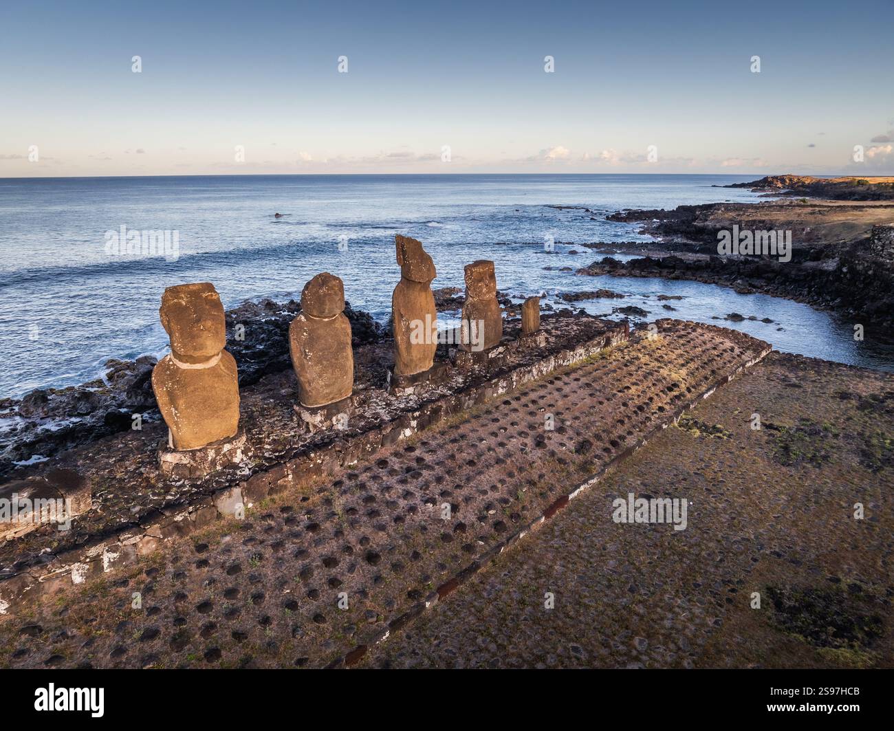 Ahu Tahai Moais at Hanga Roa, Rapa Nui (Easter Island Stock Photo - Alamy