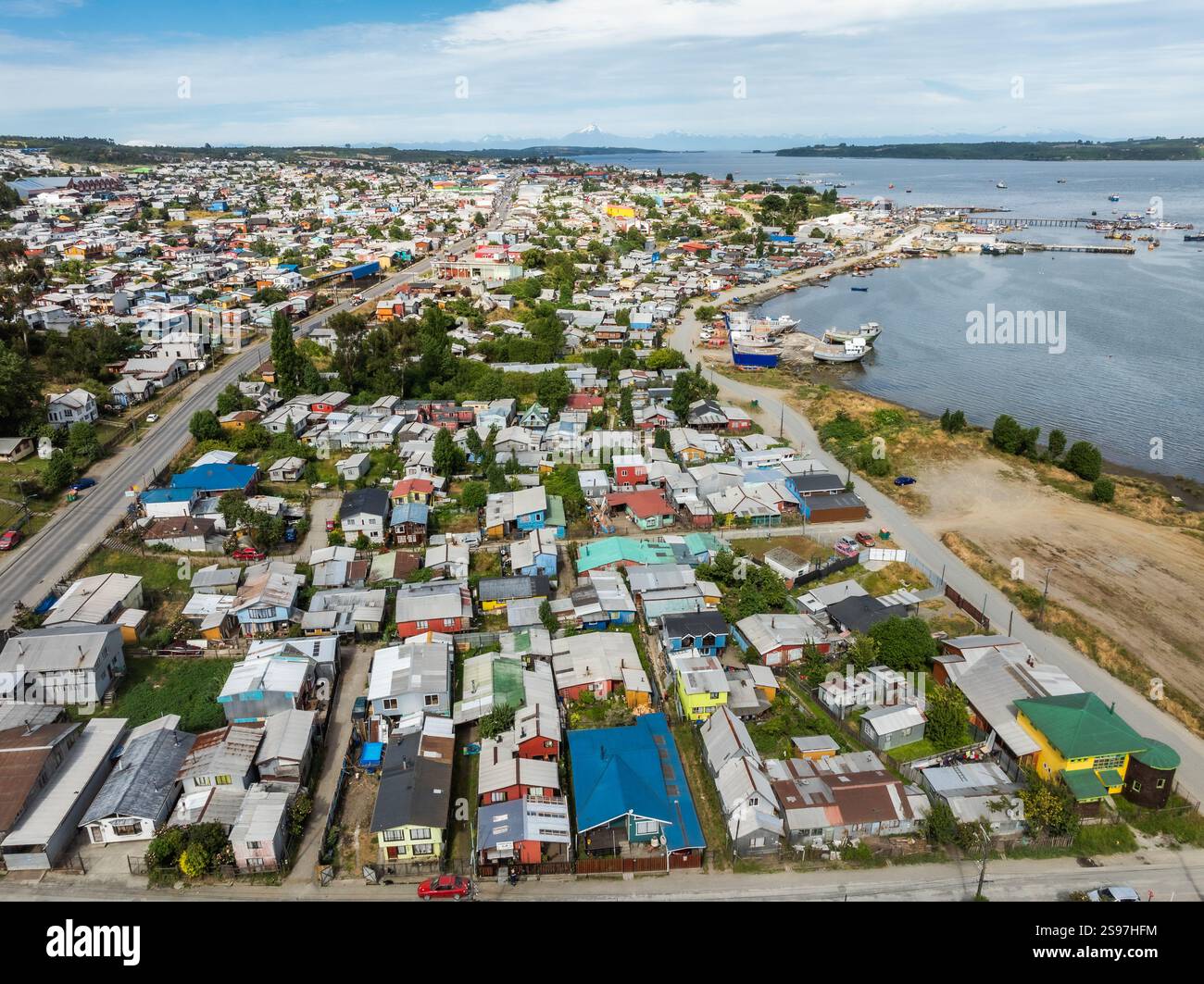 Quellon and Corcovado Volcano, Chiloe Island, Chile Stock Photo - Alamy