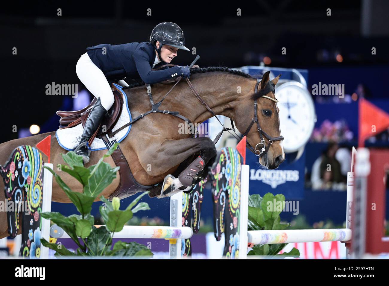 Oda Charlotte Lyngvaer of Norway with Farzack des Abbayes during the ...