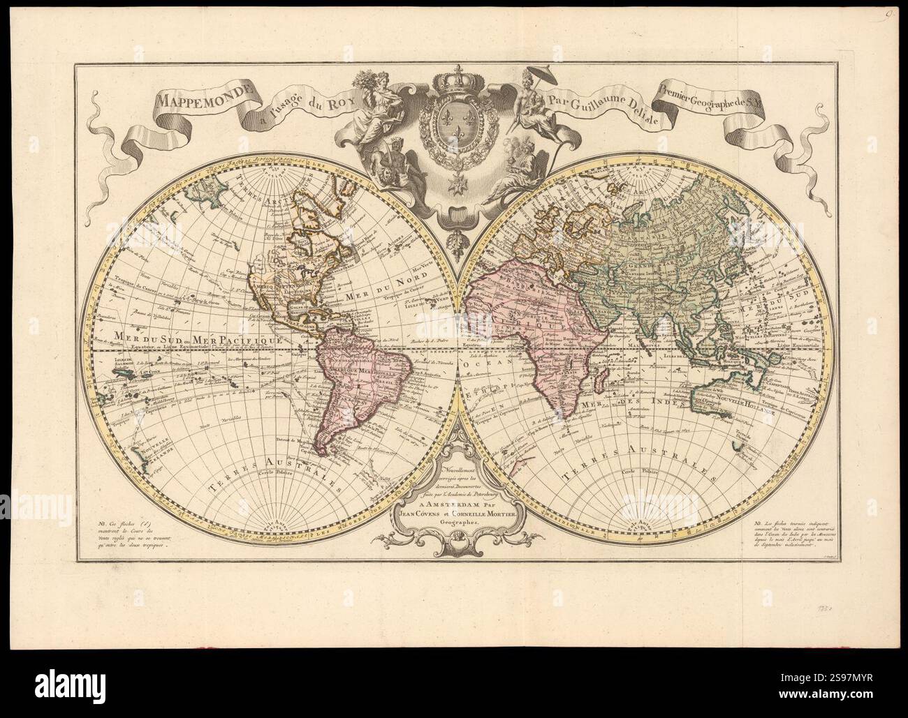 Guillaume Delisle, Mappemonde a l'usage du Roy Stock Photo - Alamy