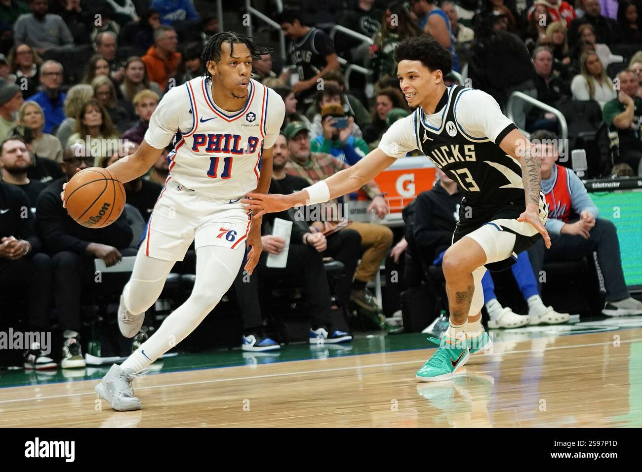 Philadelphia 76ers' Jeff Dowtin Jr. drives to the basket against ...