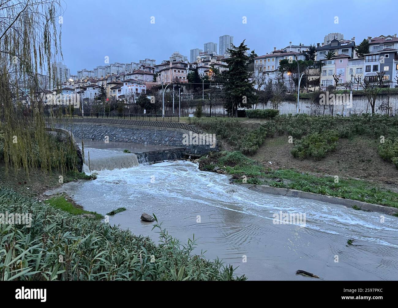 Water pollution at artificial river in Istanbul, Turkey Stock Photo - Alamy