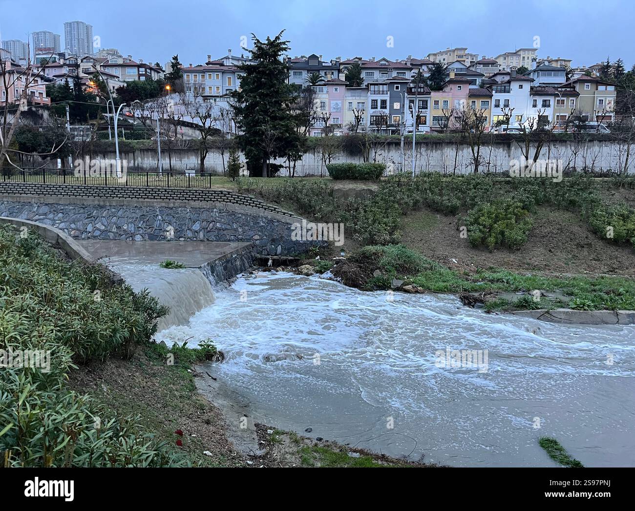 Water pollution at artificial river in Istanbul, Turkey Stock Photo - Alamy