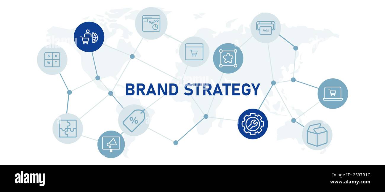 Brand Strategy icon set branding promotion product development ...