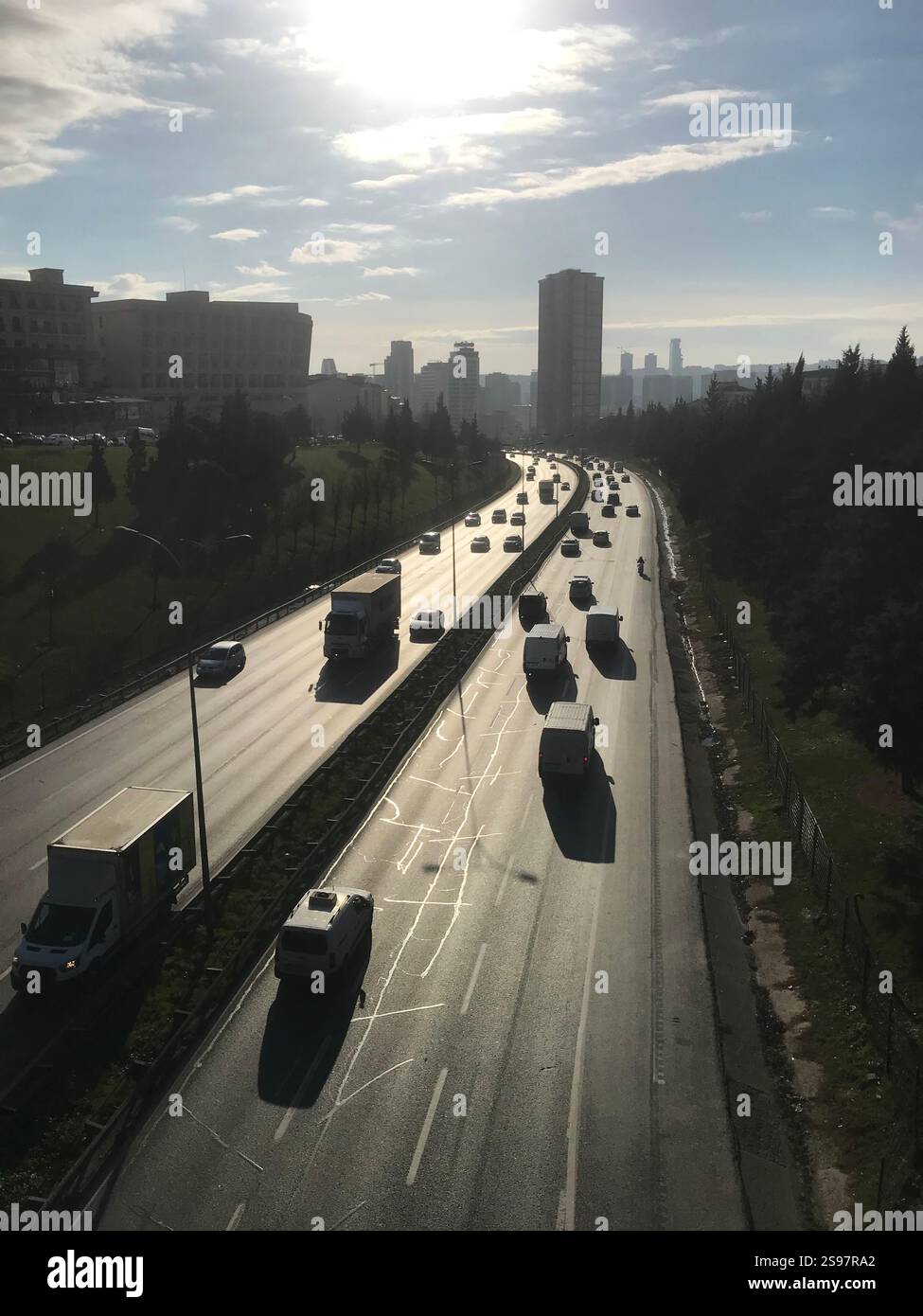 Traffic at highway on Istanbul Asian Side in Istanbul, Turkey Stock ...