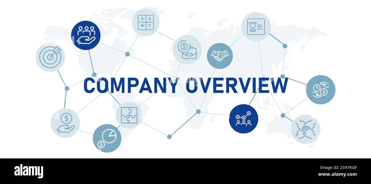 Company Overview icon set corporate data analysis business planning ...