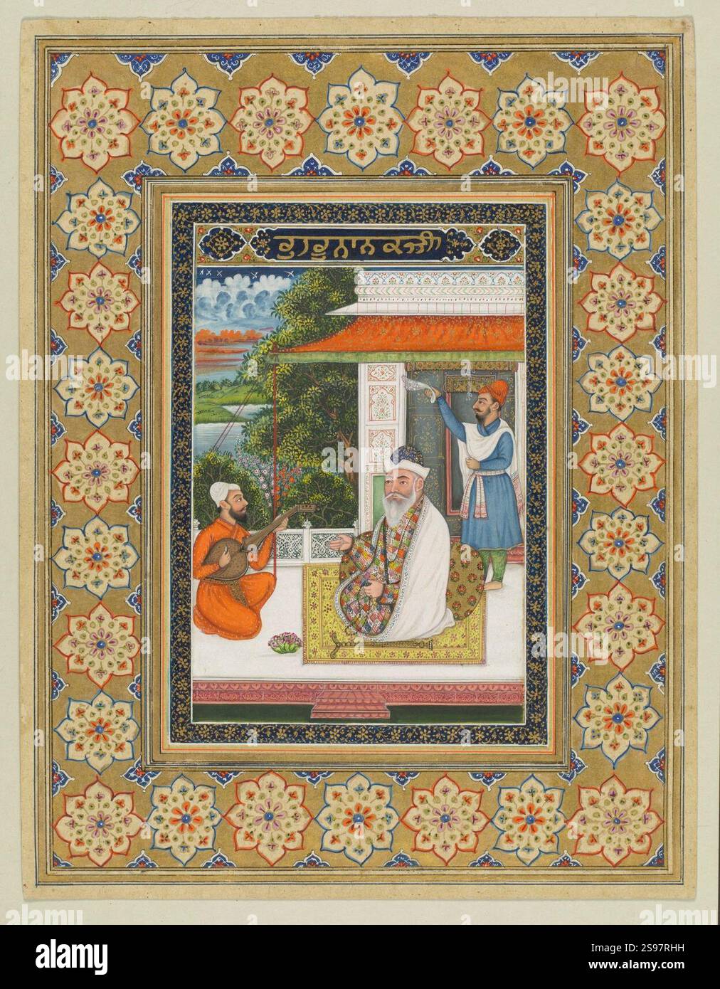 Guru Nanak (the first Sikh Guru), from a series of painting of the ...