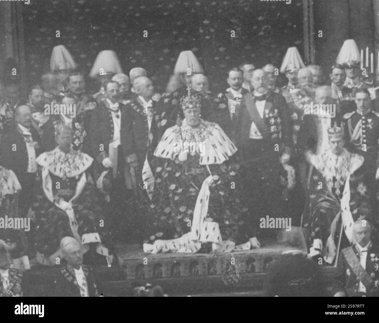 Gustaf (V), Oscar II & Gustaf (VI) Adolf open Parliament Stock Photo ...