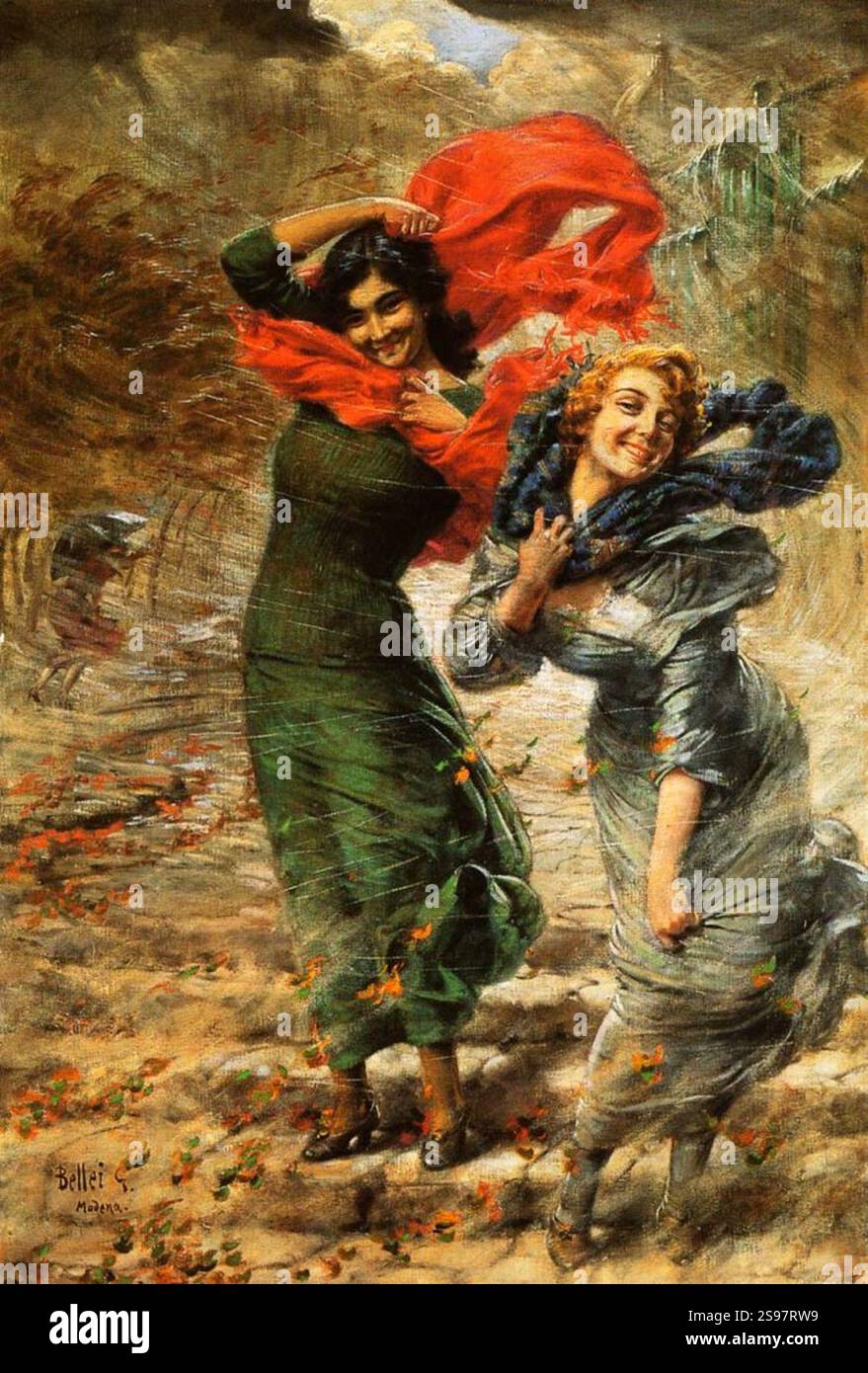 Gust of wind (Modena, 1920), by Gaetano Bellei Stock Photo - Alamy