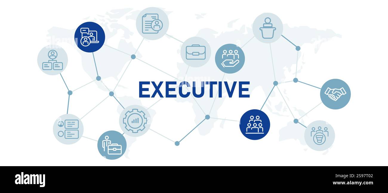 Executive icon set work hierarchy position supervision job organizer ...