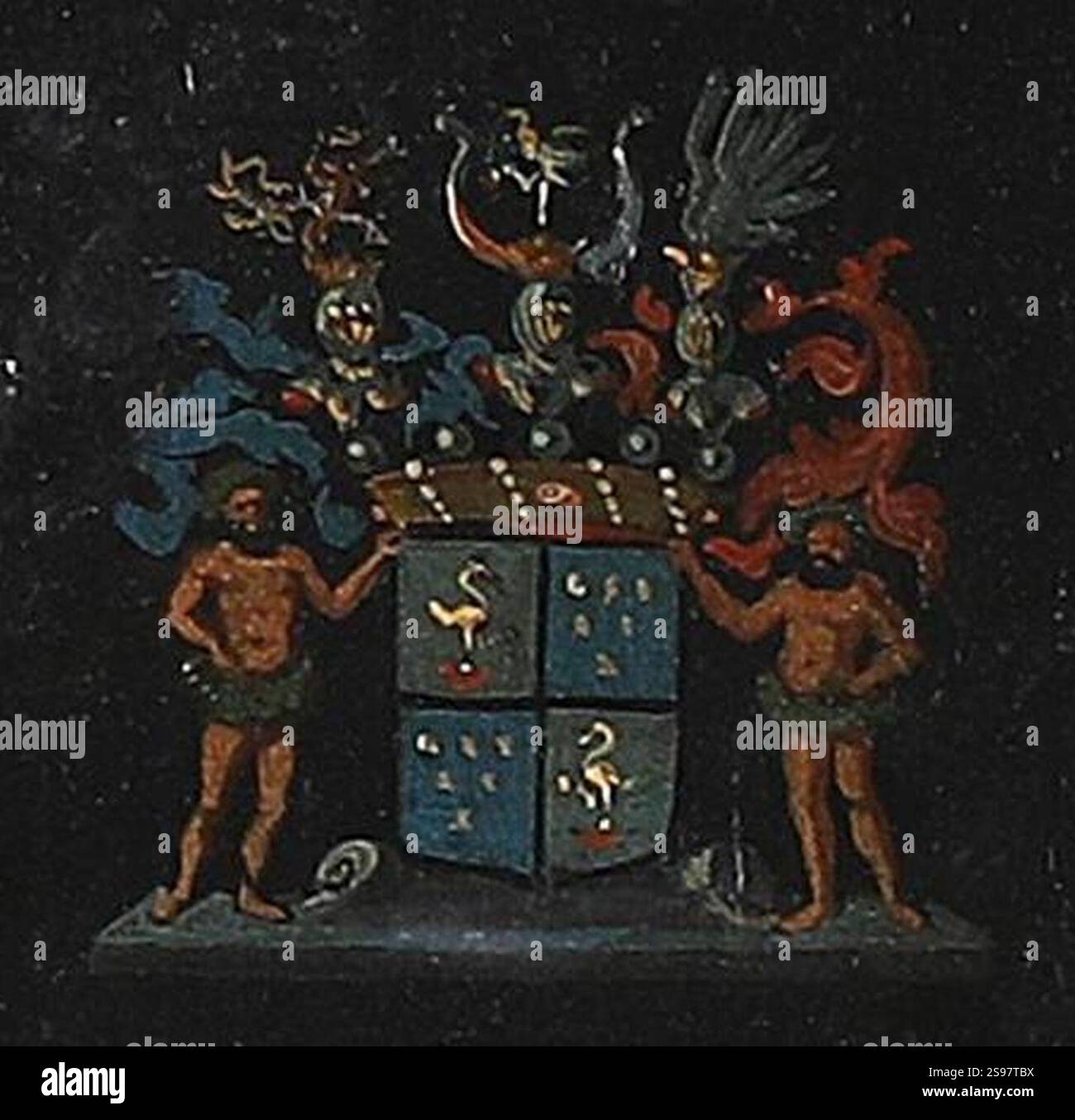 Gustav Forster Porträt Baron Pronay mit Wappen (cropped) Wappen Stock ...