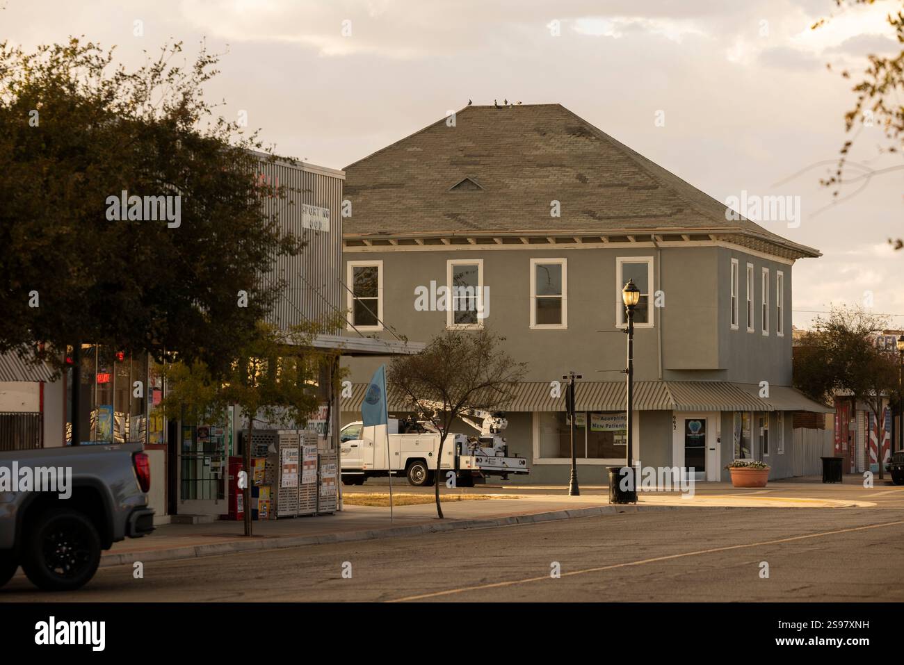 Firebaugh, California, USA - October 28, 2024: The setting sun shines ...