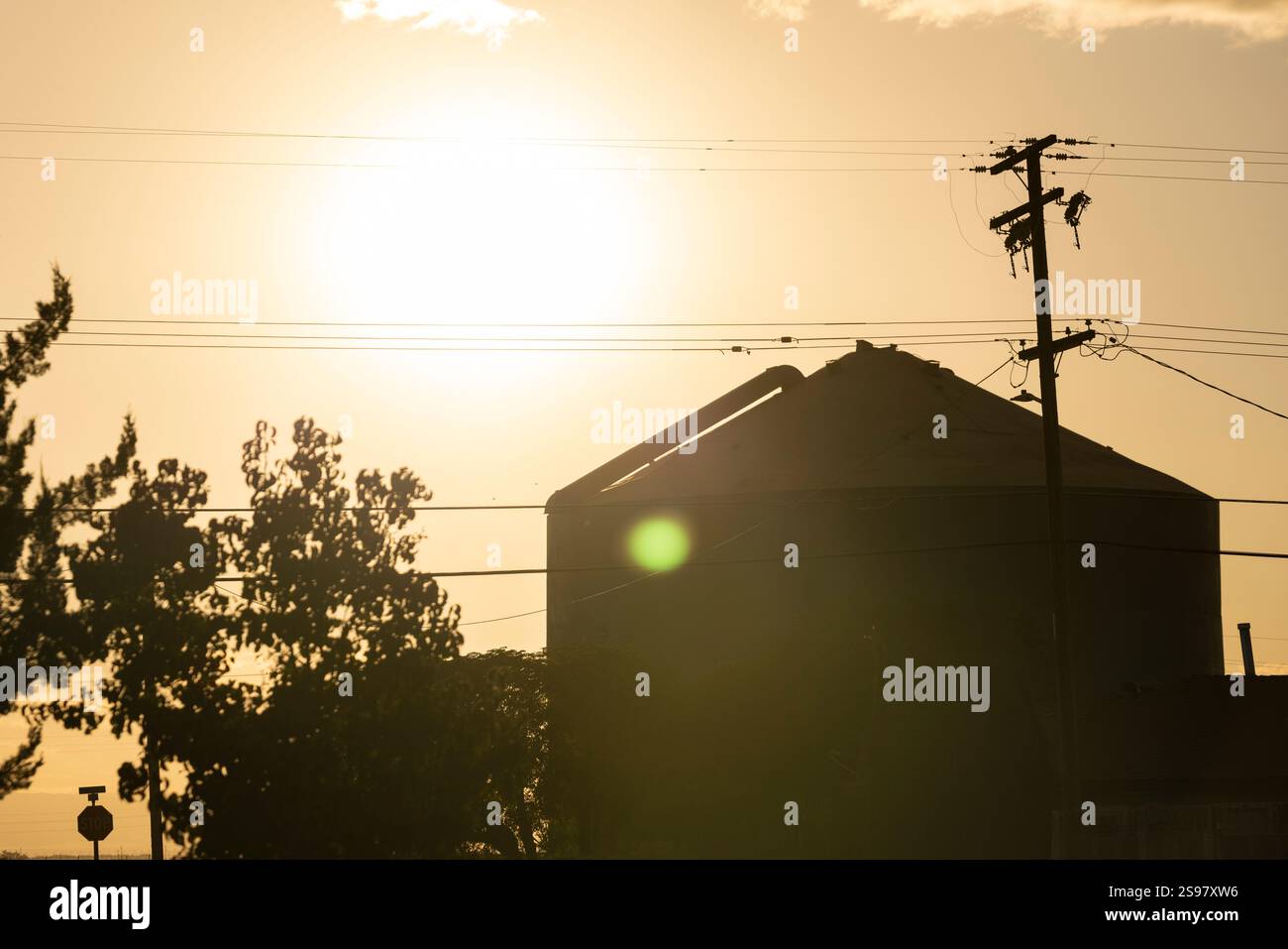 Firebaugh, California, USA - October 28, 2024: Power lines and ...