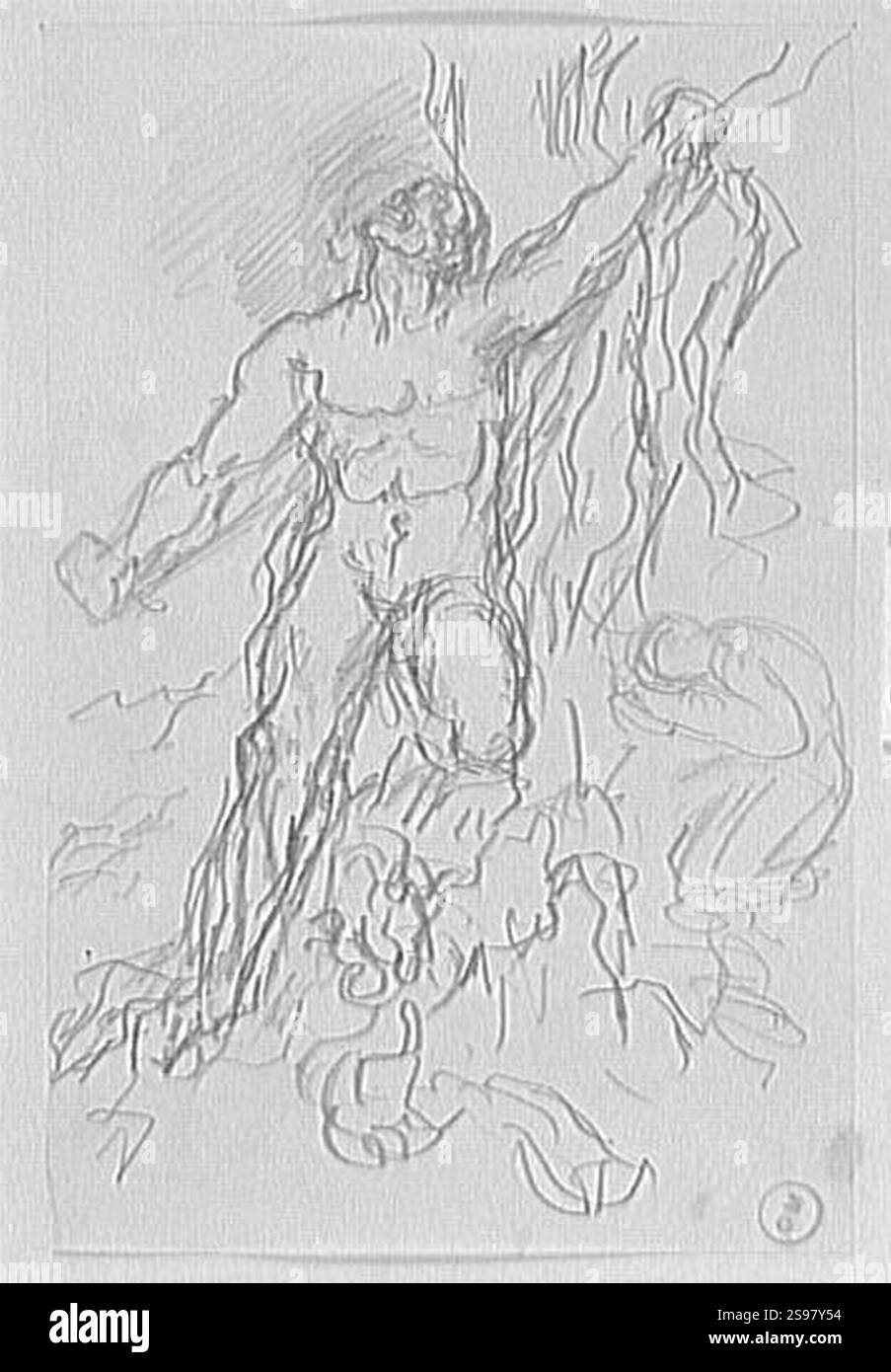 Gustave Moreau-Etude d homme nu de face contre un arbre-Des. 7763 Stock ...