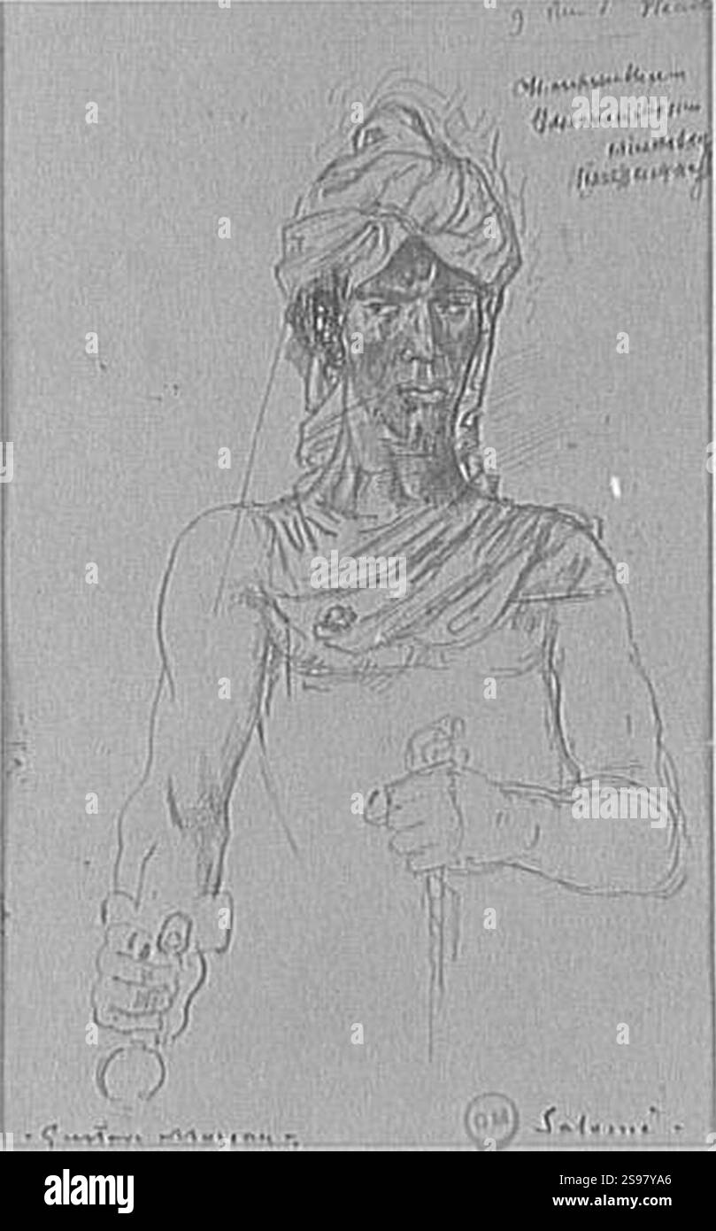 Gustave Moreau-Etude de bourreau de face pour Salome dansant devant ...