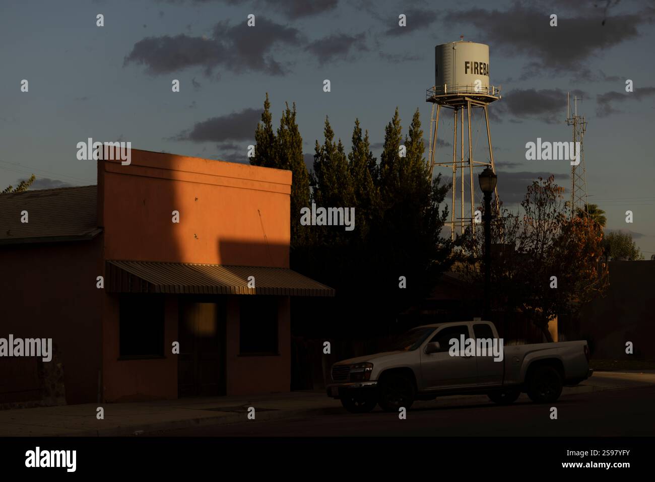 Firebaugh, California, USA - October 28, 2024: The setting sun shines ...