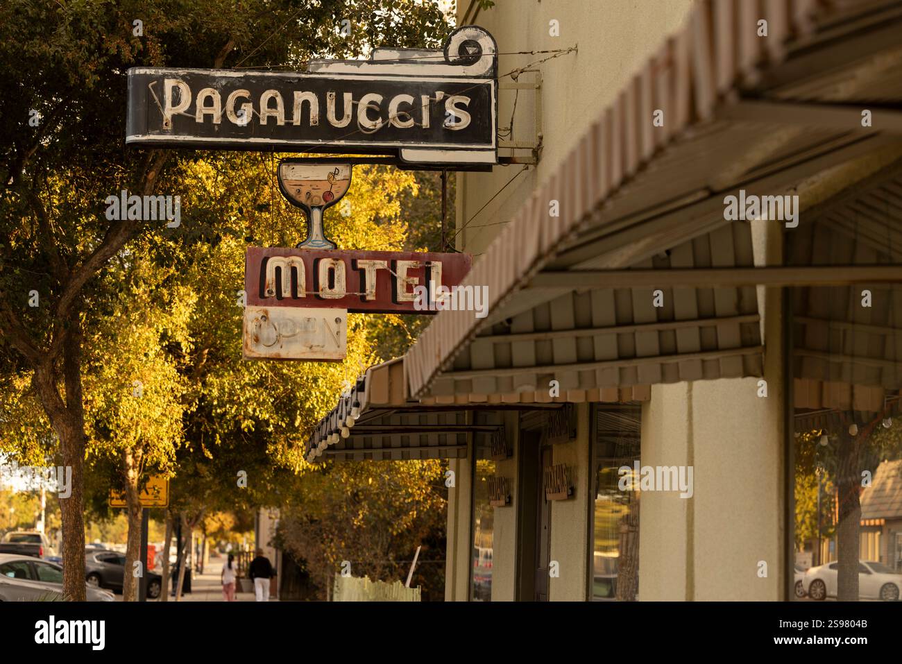 Firebaugh, California, USA - October 28, 2024: The setting sun shines ...
