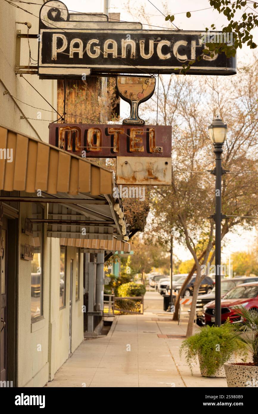 Firebaugh, California, USA - October 28, 2024: The setting sun shines ...