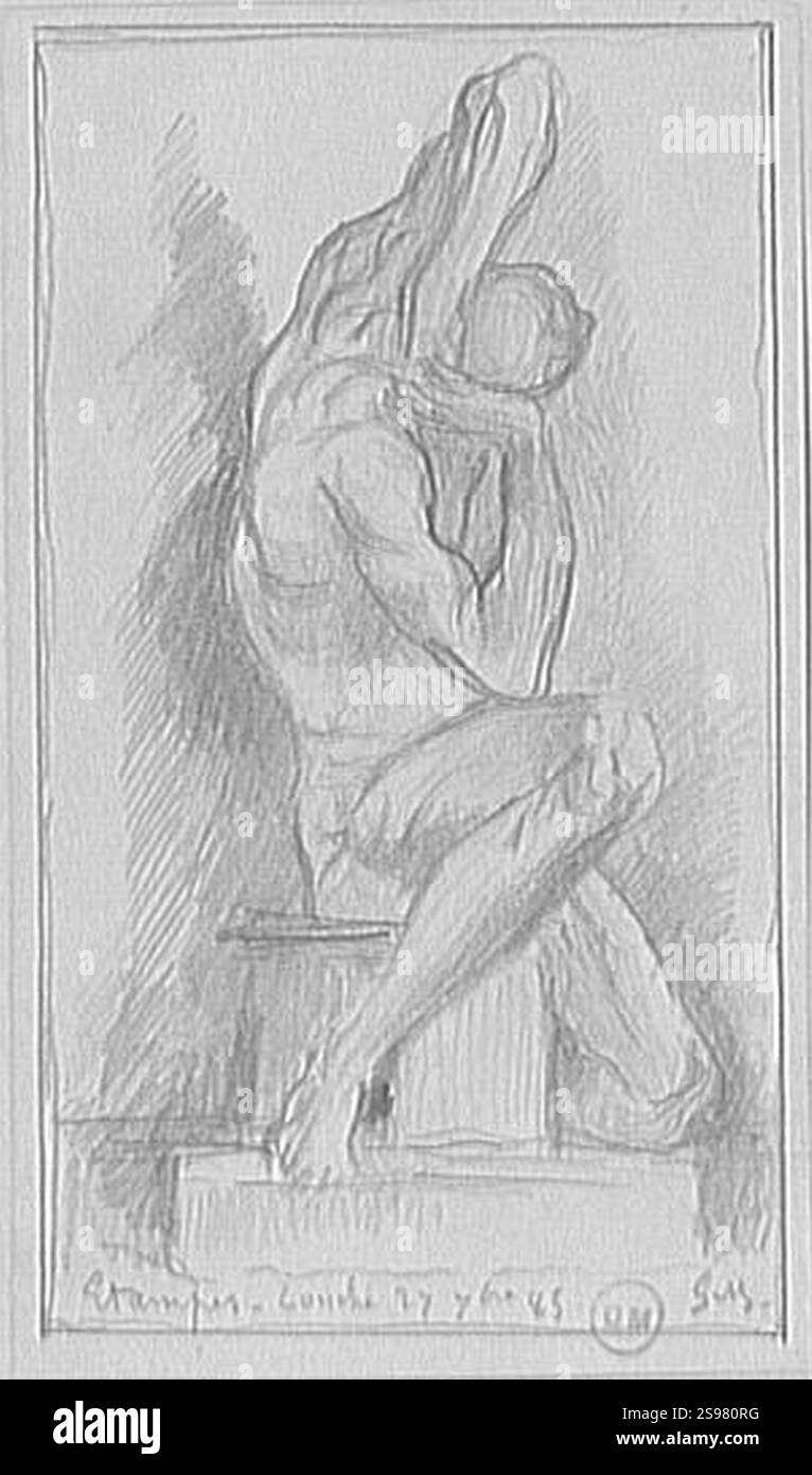 Gustave Moreau-Etude de sculpture d homme assis-Des. 7981 Stock Photo ...
