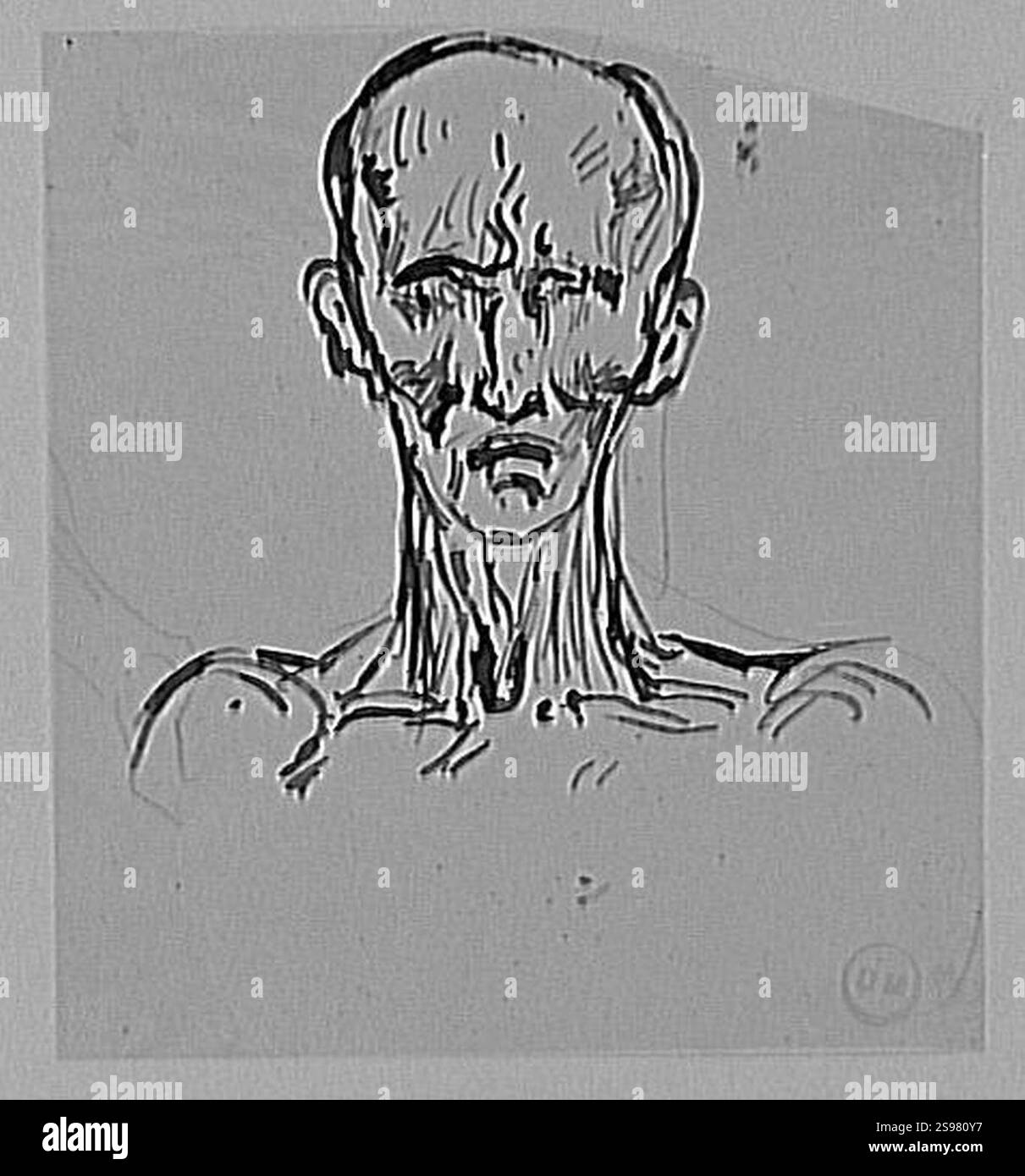 Gustave Moreau-Etude de tete d homme de face-Des. 8365 Stock Photo - Alamy