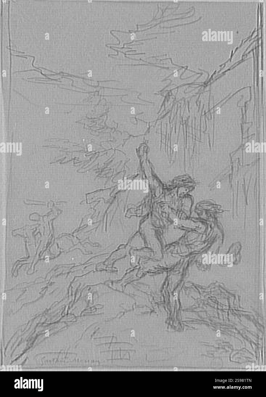 Gustave Moreau-Etude pour Les Voleurs et l Ane-Des. 8187 Stock Photo ...