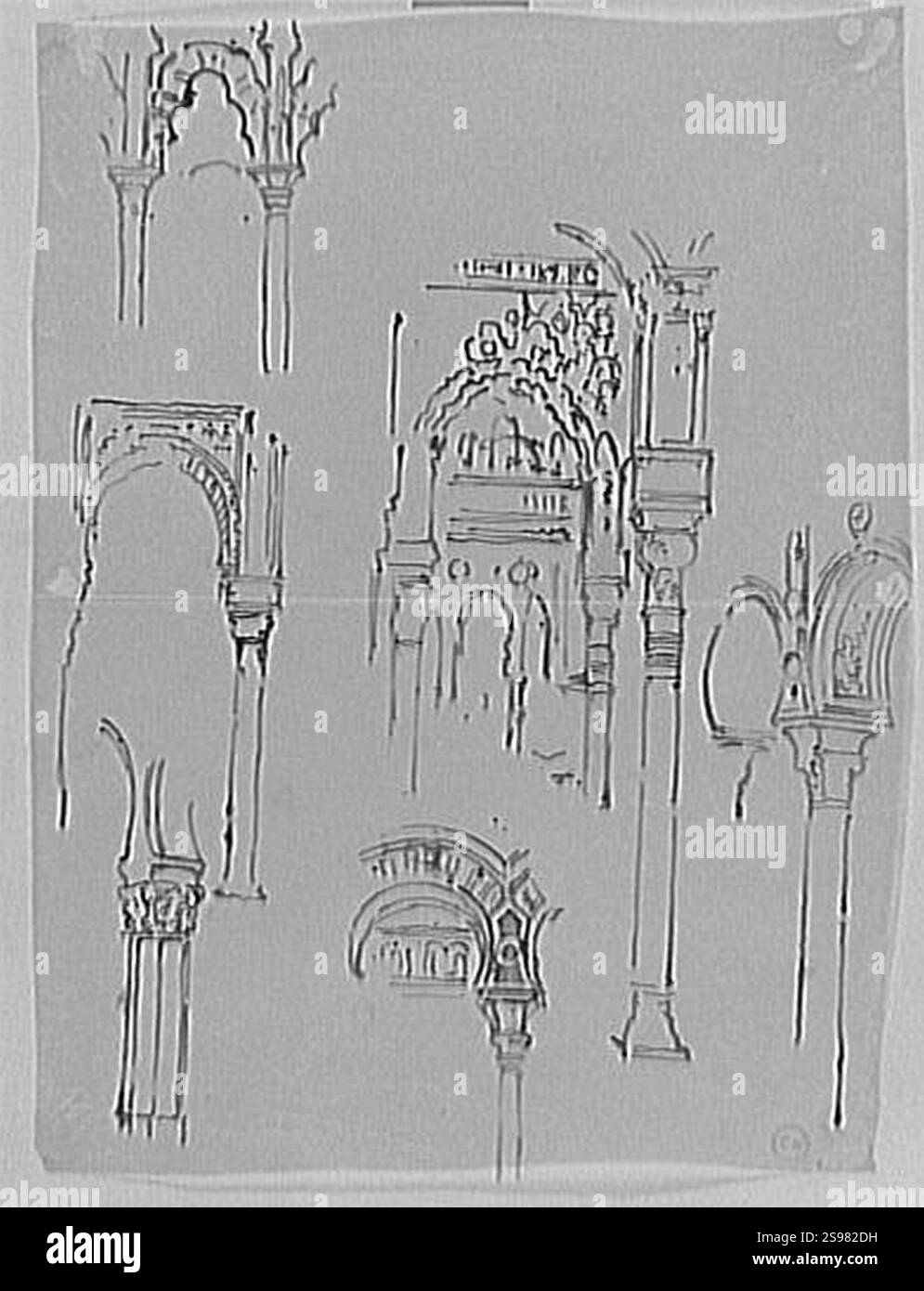 Gustave Moreau-Feuille d etudes d architecture pour Salome-Des. 9278 ...