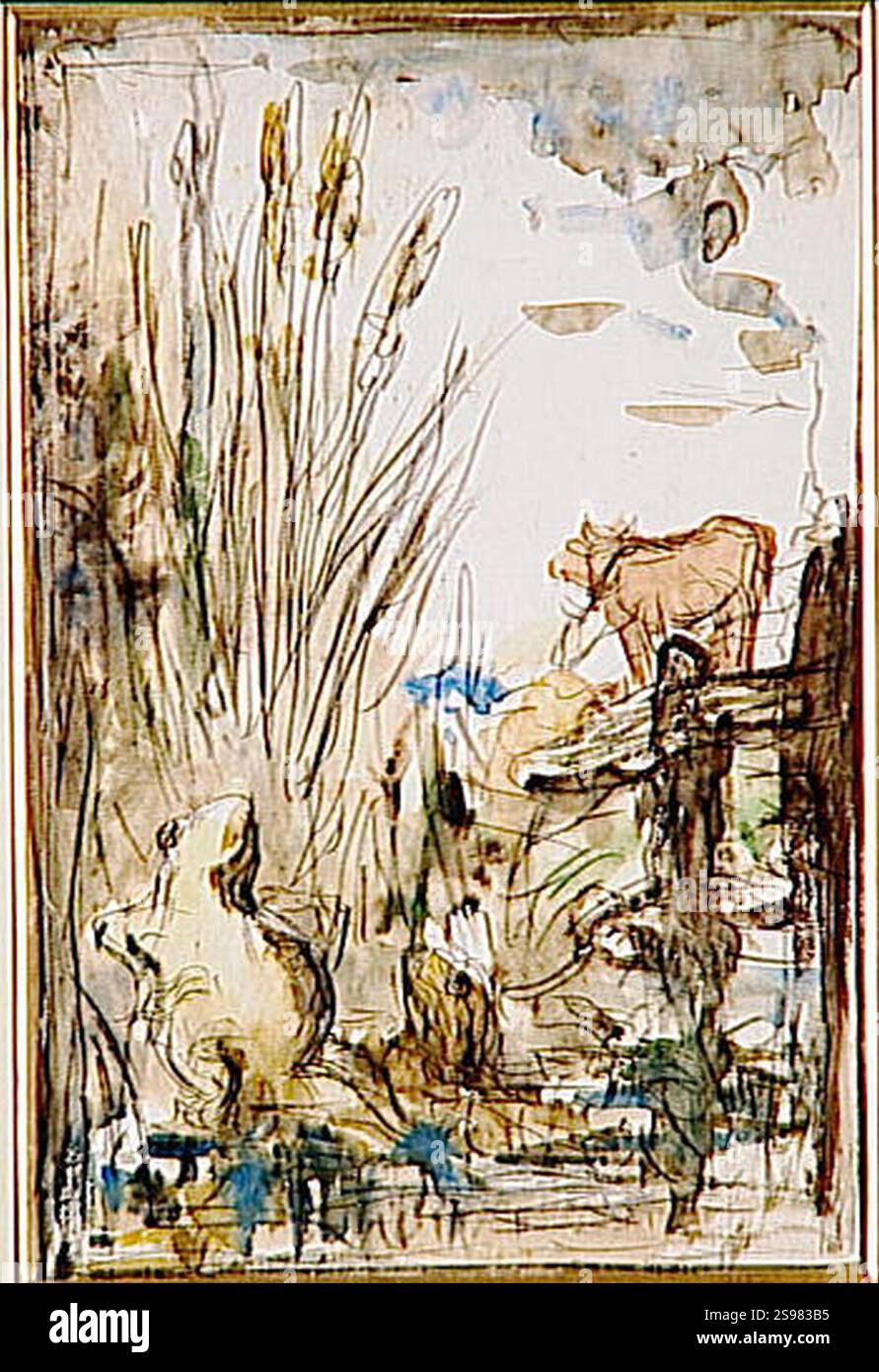 Gustave Moreau-La Grenouille et le Boeuf Esquisse pour les Fables de La ...
