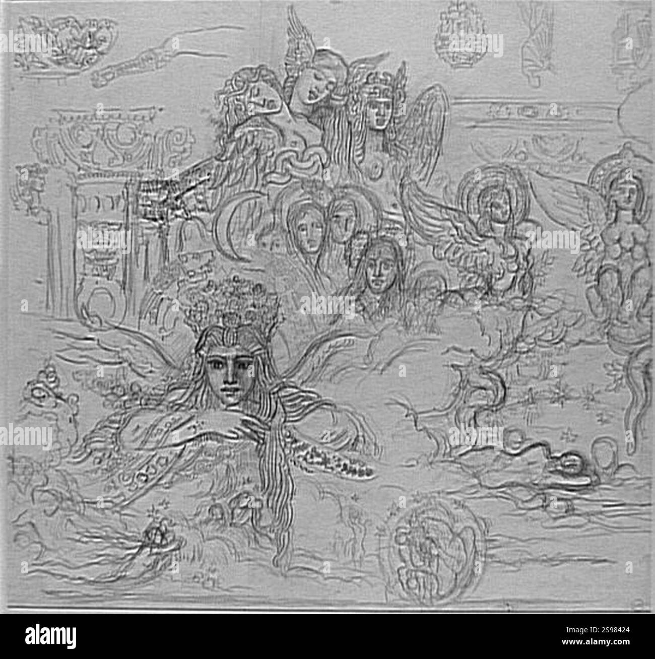 Gustave Moreau-Personnages pour Jupiter et Semele-Des. 1953 Stock Photo ...